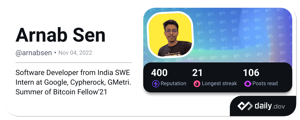 Recent posts by Arnab Sen (@arnabsen) | daily.dev