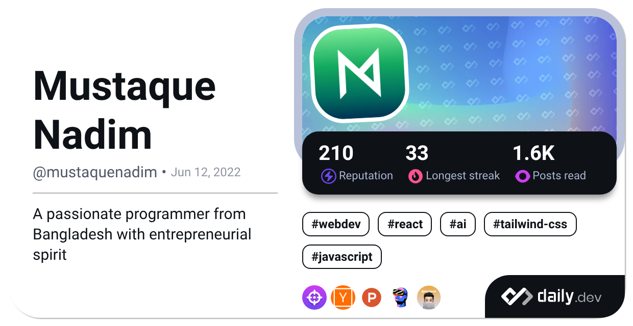 Mustaque Nadim (@mustaquenadim) | daily.dev