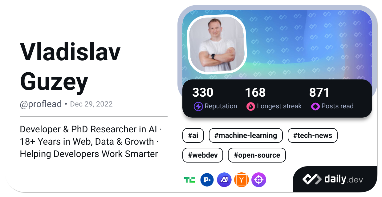 Recent posts by Vladislav Guzey (@proflead) | daily.dev