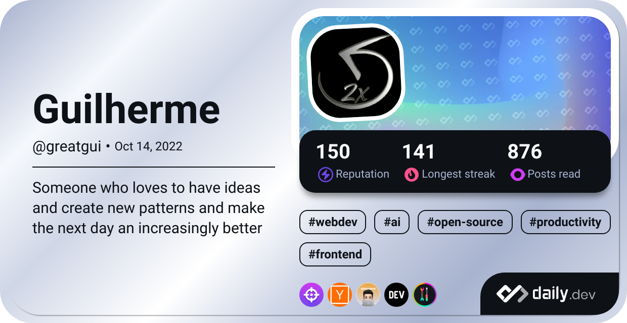 Guilherme (@greatgui) | daily.dev