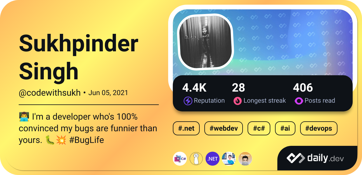 Sukhpinder Singh (@codewithsukh) | daily.dev