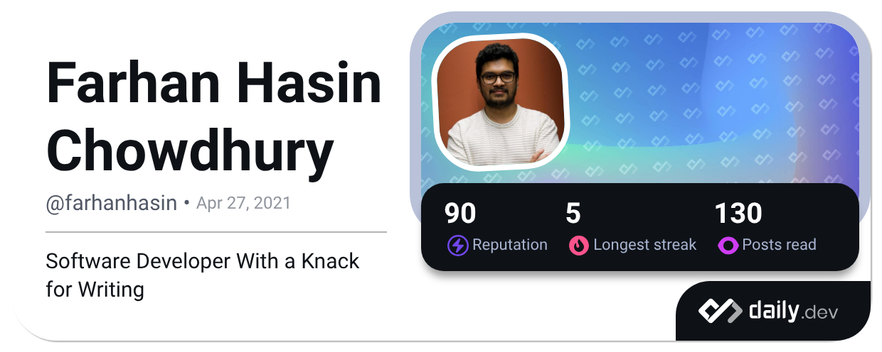 Recent posts by Farhan Hasin Chowdhury (@farhanhasin) | daily.dev