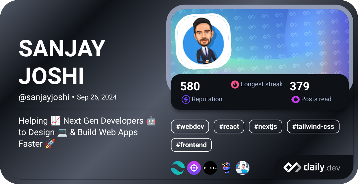 SANJAY JOSHI (@sanjayjoshi) | daily.dev