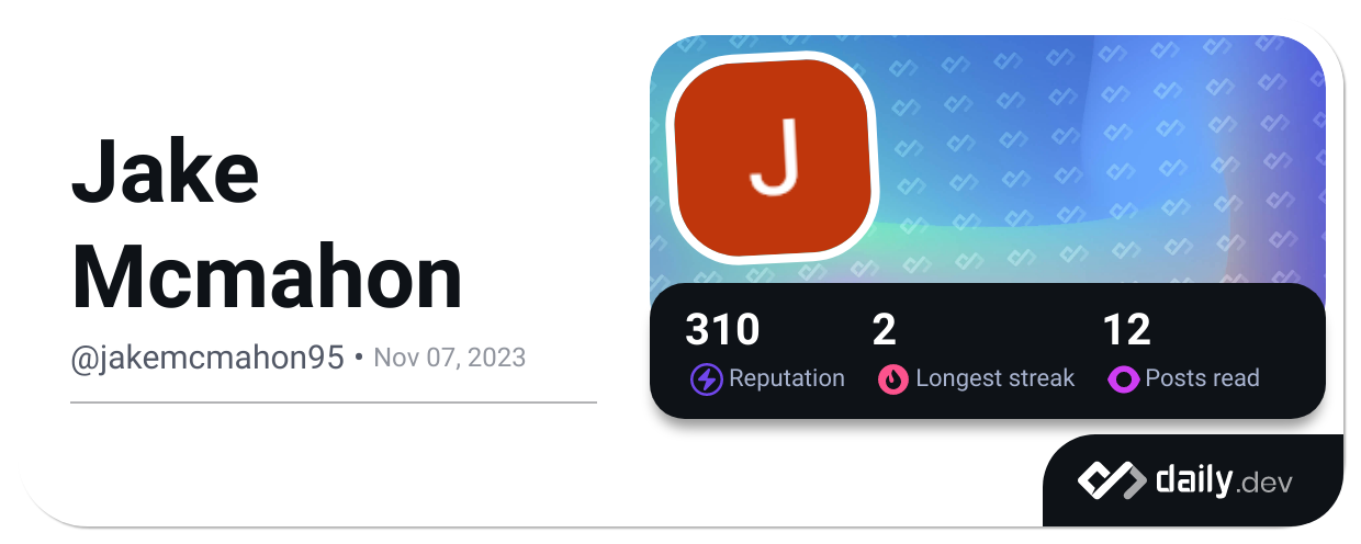 Jake Mcmahon (@jakemcmahon95) | daily.dev
