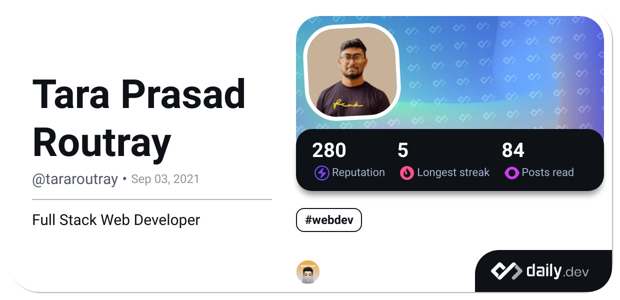 Tara Prasad Routray (@tararoutray) | daily.dev