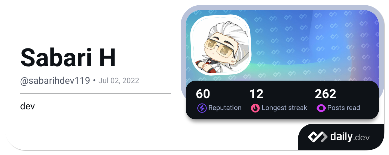 Sabari H (@sabarihdev119) | daily.dev