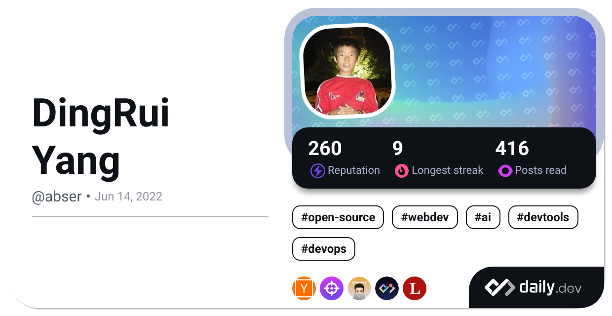 Recent posts by DingRui Yang (@abser) | daily.dev