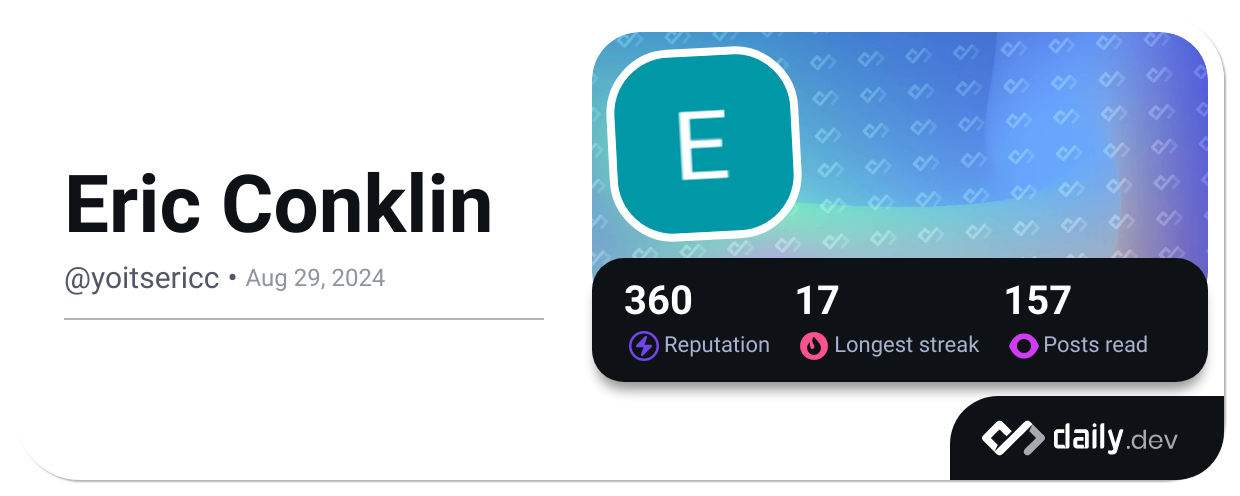 Eric Conklin (@yoitsericc) | daily.dev