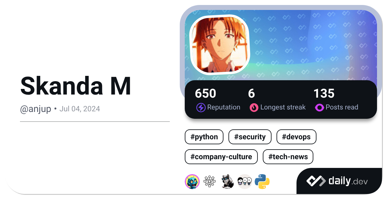 Recent posts by Skanda M (@anjup) | daily.dev