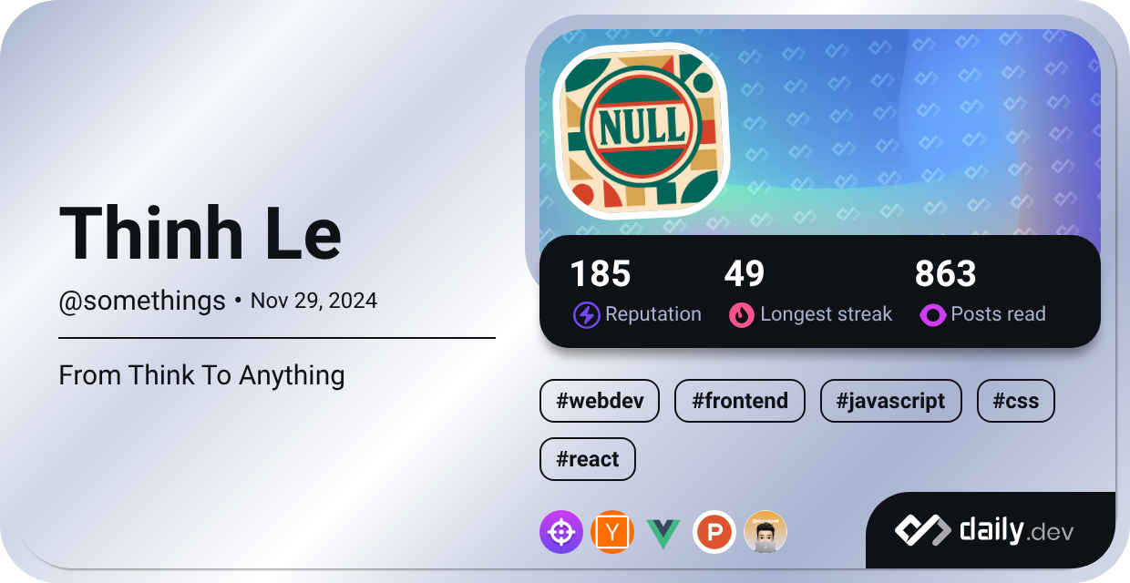 Recent posts by Thinh Le (@devaloka) | daily.dev