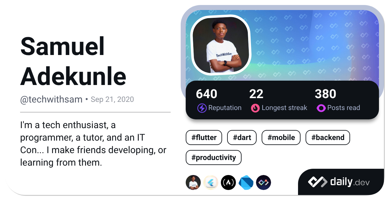 Samuel Adekunle (@techwithsam) | daily.dev