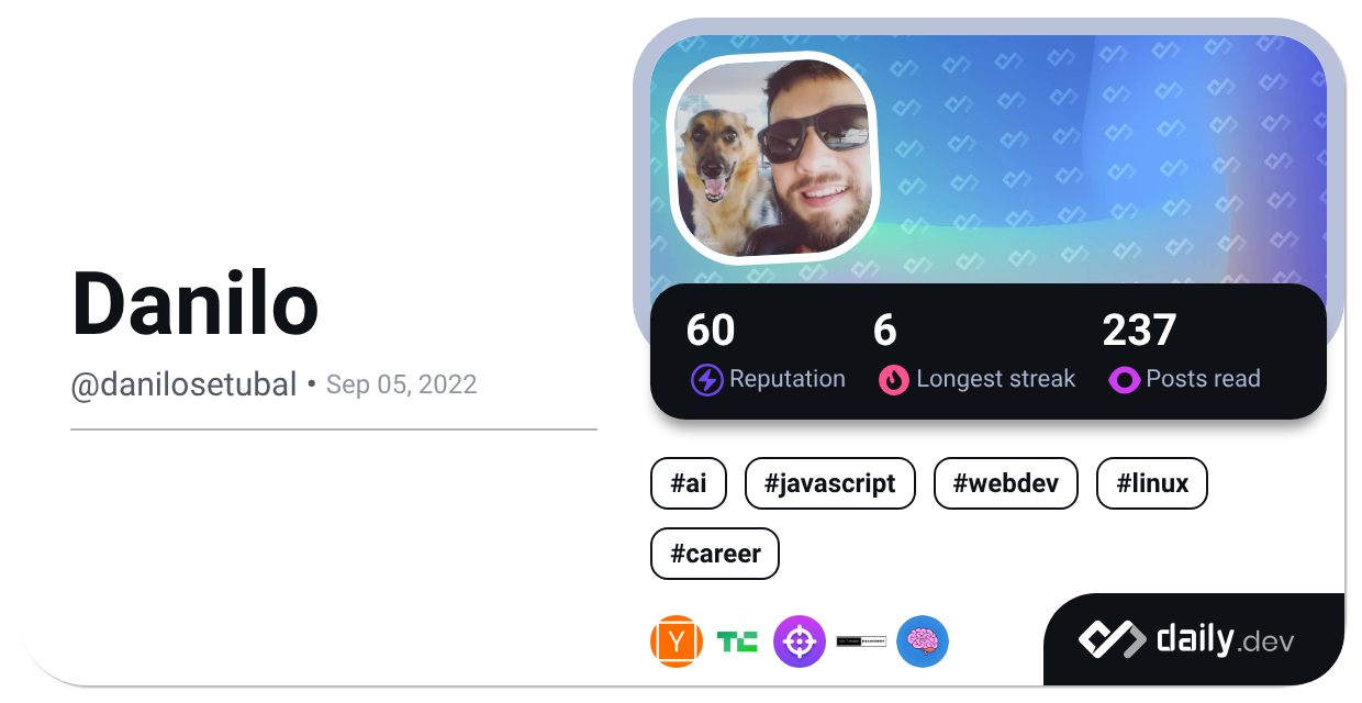 Recent posts by Danilo (@danilosetubal) | daily.dev