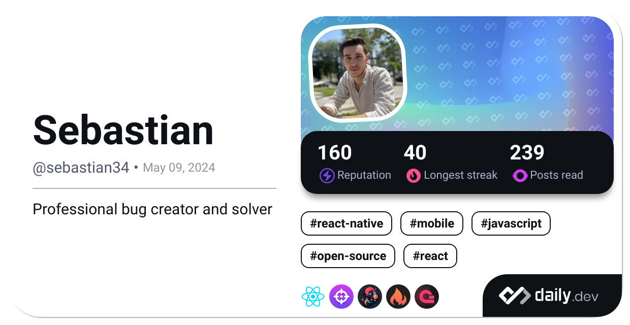 Sebastian (@sebastian34) | daily.dev