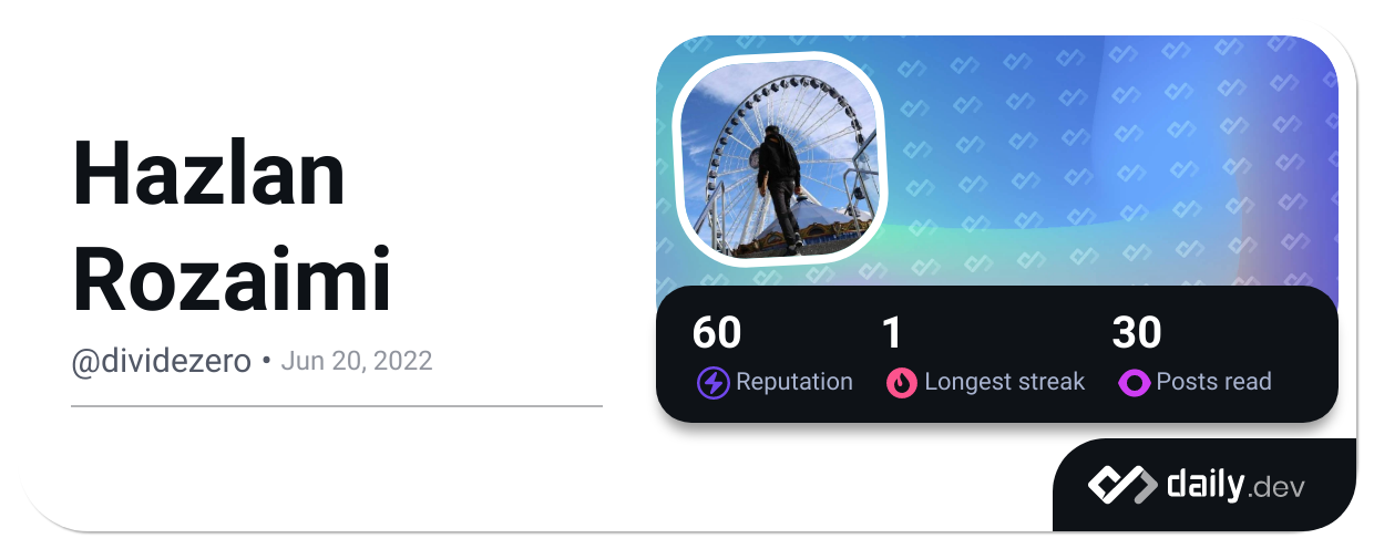 Hazlan Rozaimi (@dividezero) | daily.dev