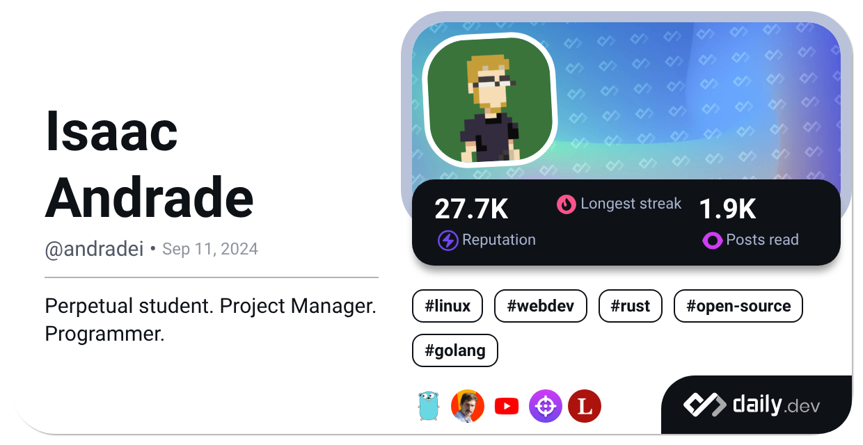 Isaac Andrade (@andradei) | daily.dev