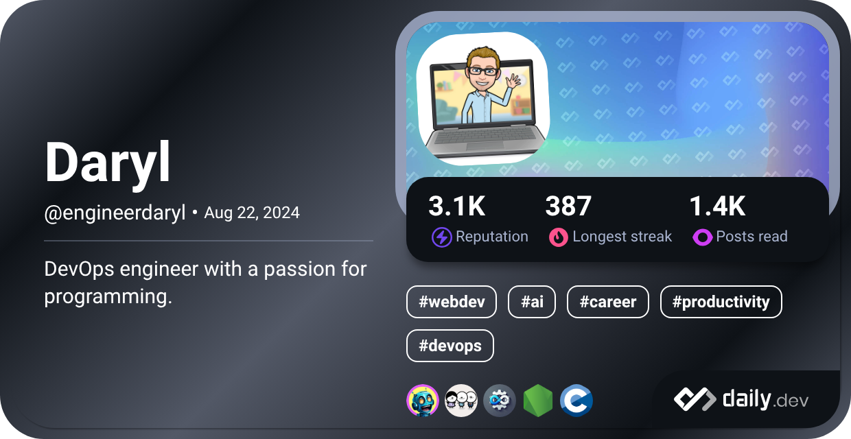 Daryl (@engineerdaryl) | daily.dev