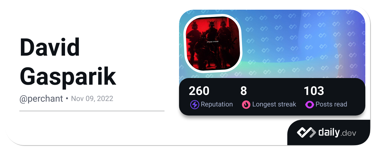 David Gasparik (@perchant) | daily.dev