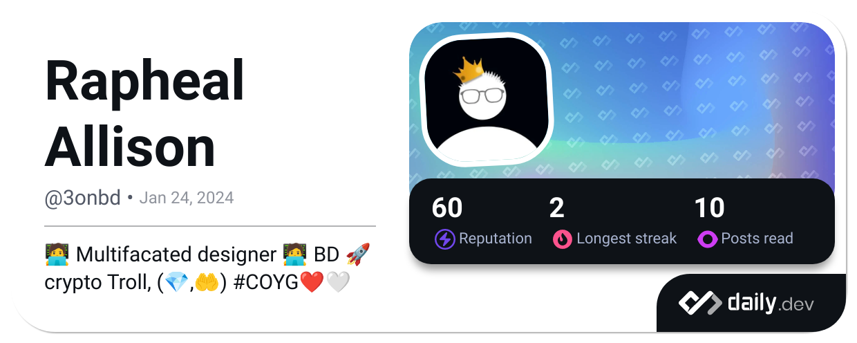 Rapheal Allison (@3onbd) | daily.dev