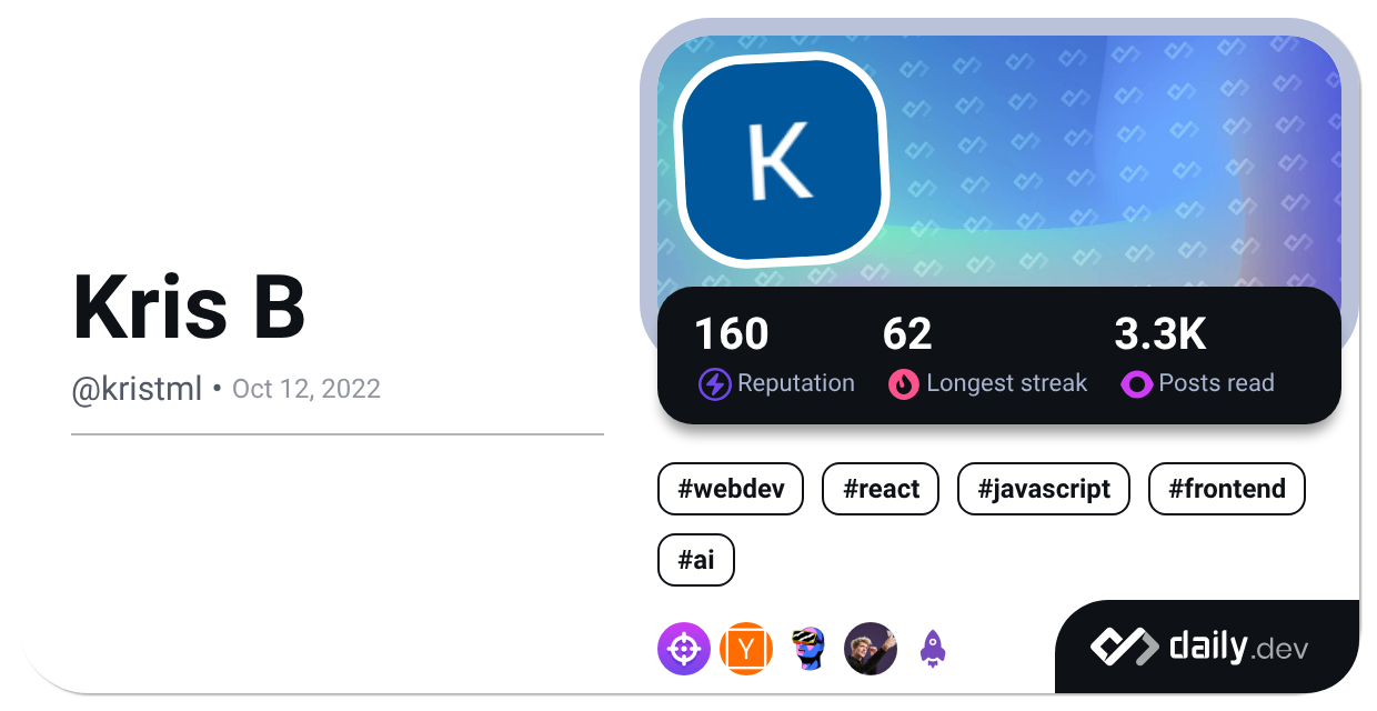 Kris B (@kristml) | daily.dev