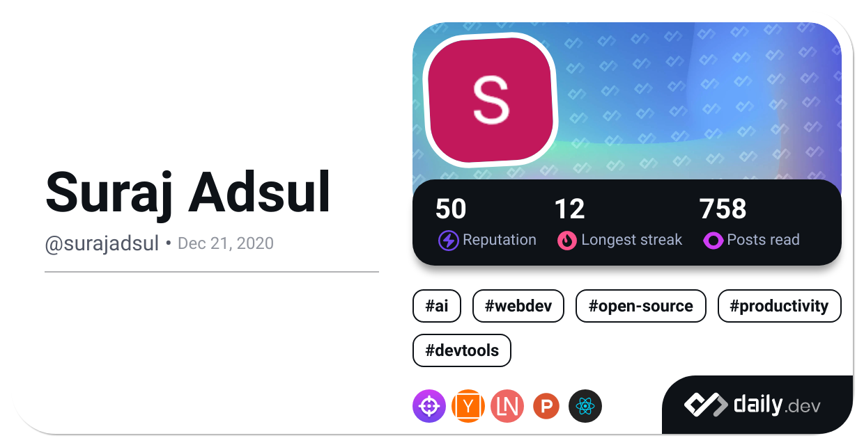 Suraj Adsul (@surajadsul) | daily.dev