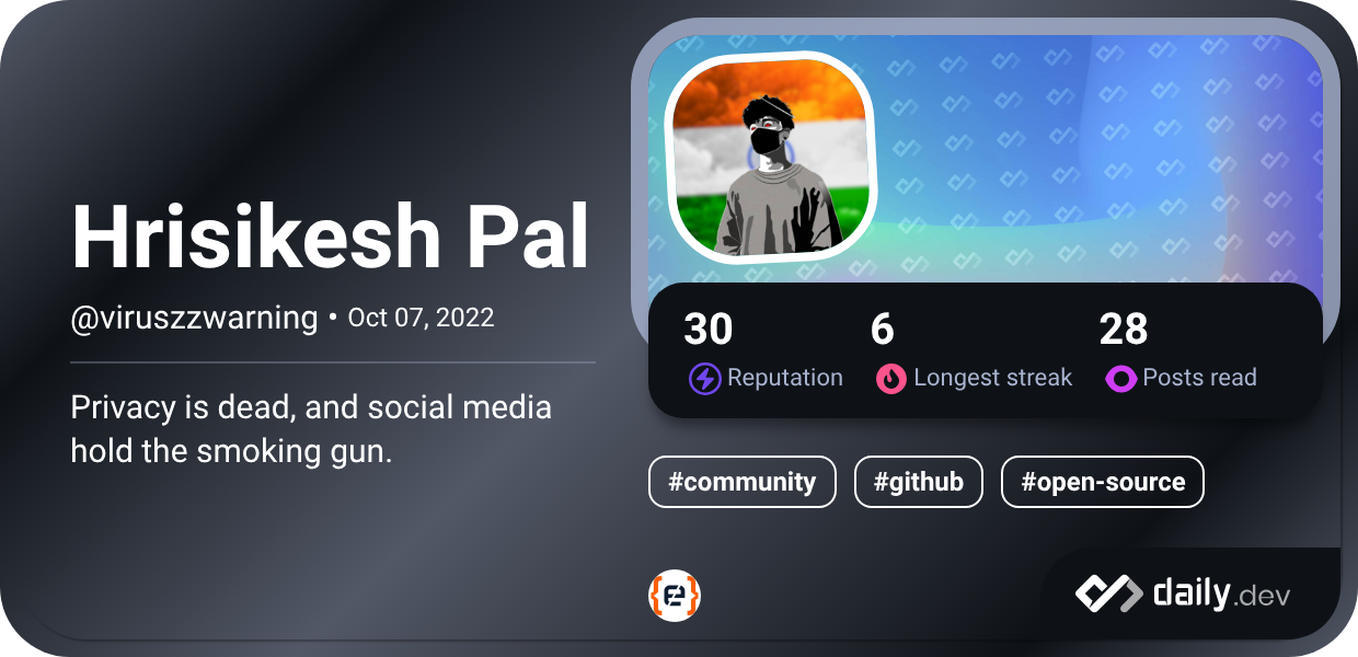 Hrisikesh Pal (@viruszzwarning) | daily.dev