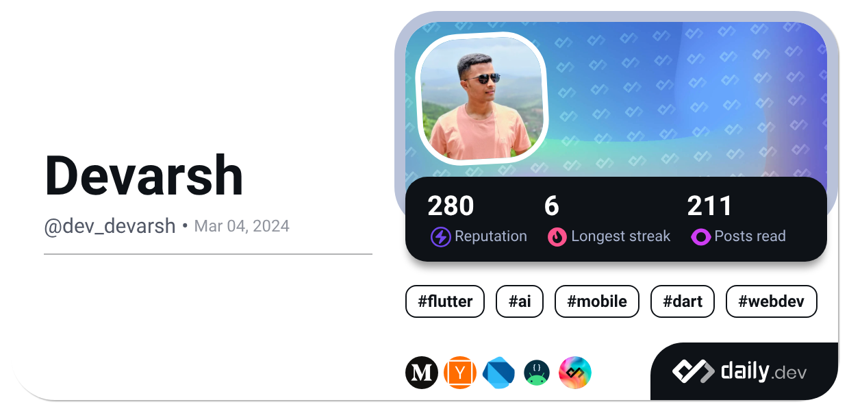 Devarsh (@dev_devarsh) | daily.dev