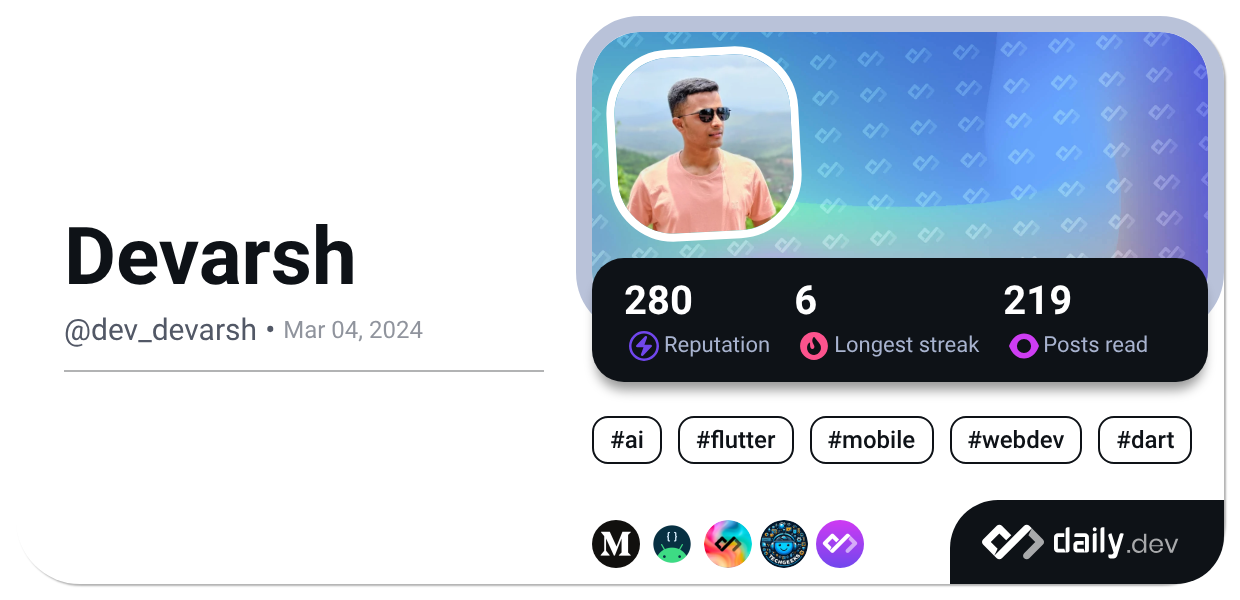 Recent posts by Devarsh (@dev_devarsh) | daily.dev