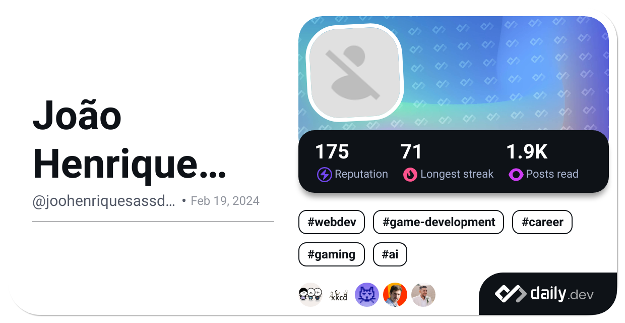 João Henrique Sass de Souza (@joohenriquesassdesouza) | daily.dev