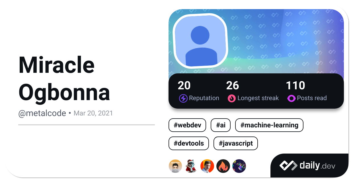 Miracle Ogbonna (@metalcode) | daily.dev