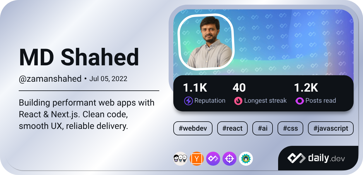 MD Shahed (@zamanshahed) | daily.dev