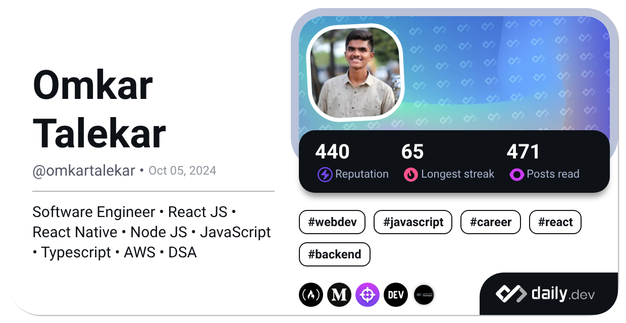 Omkar Talekar (@omkartalekar) | daily.dev