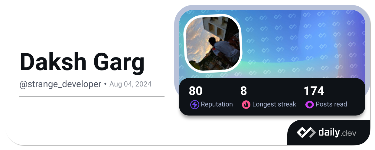 Daksh Garg (@strange_developer) | daily.dev