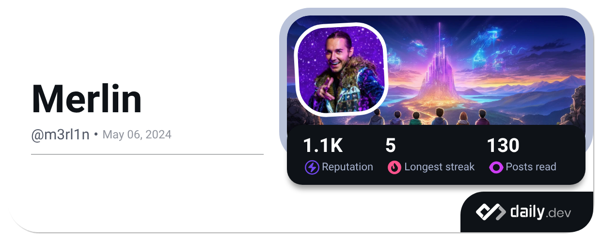 Recent posts by Merlin (@m3rl1n) | daily.dev