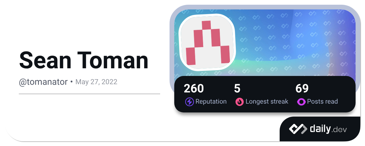 Recent posts by Sean Toman (@tomanator) | daily.dev