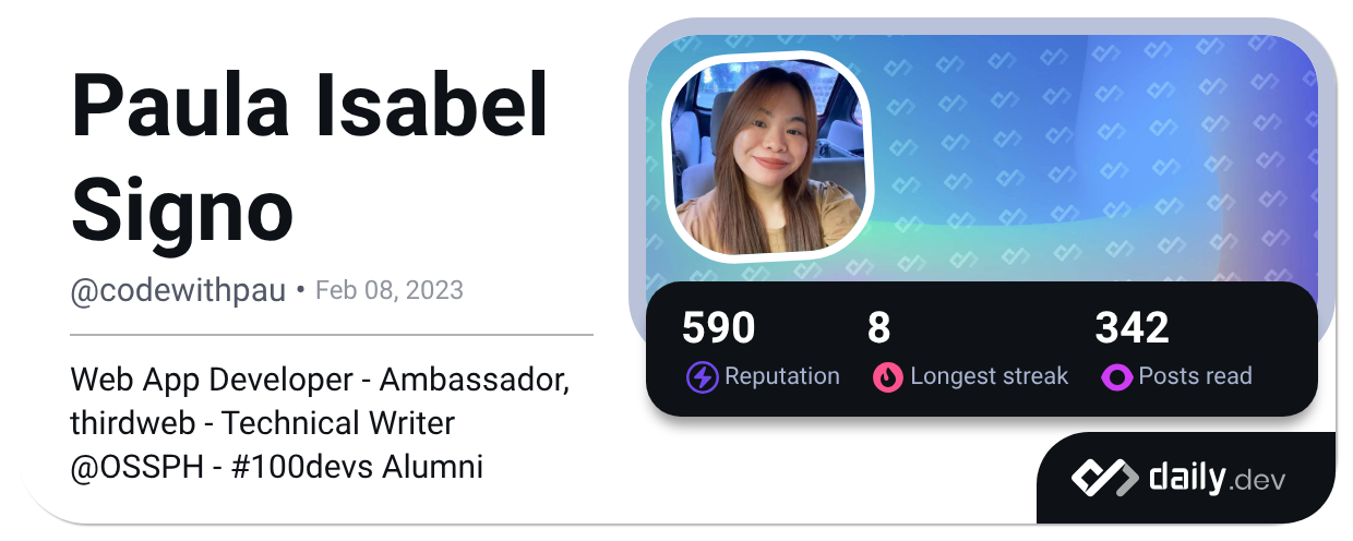 Paula Isabel Signo (@codewithpau) | daily.dev