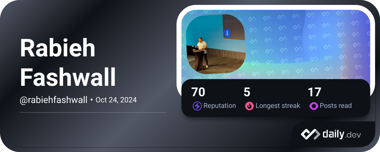 Recent posts by Rabieh Fashwall (@rabiehfashwall) | daily.dev