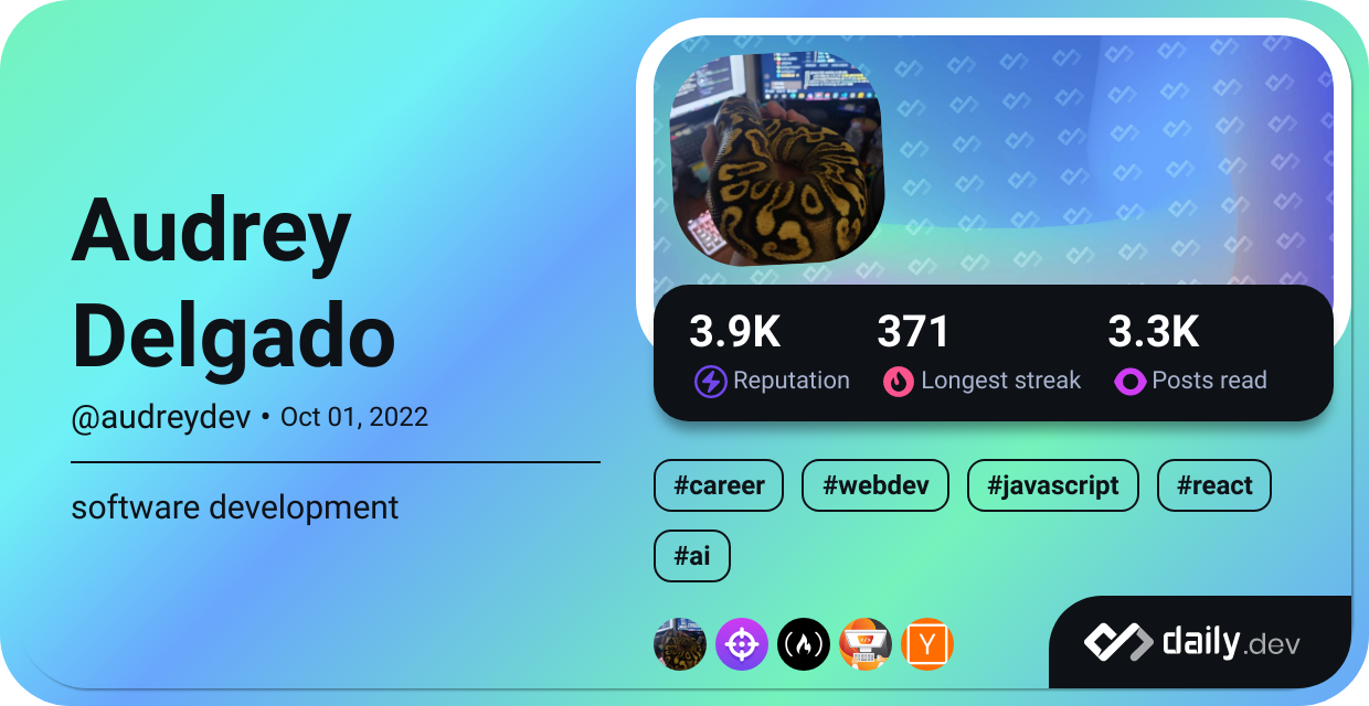 Audrey Delgado (@audreydev) | daily.dev