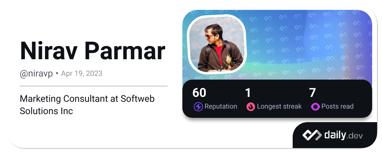 Nirav Parmar (@niravp) | daily.dev