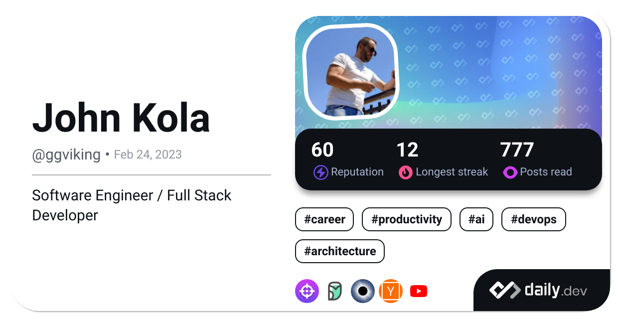 John Kola (@ggviking) | daily.dev