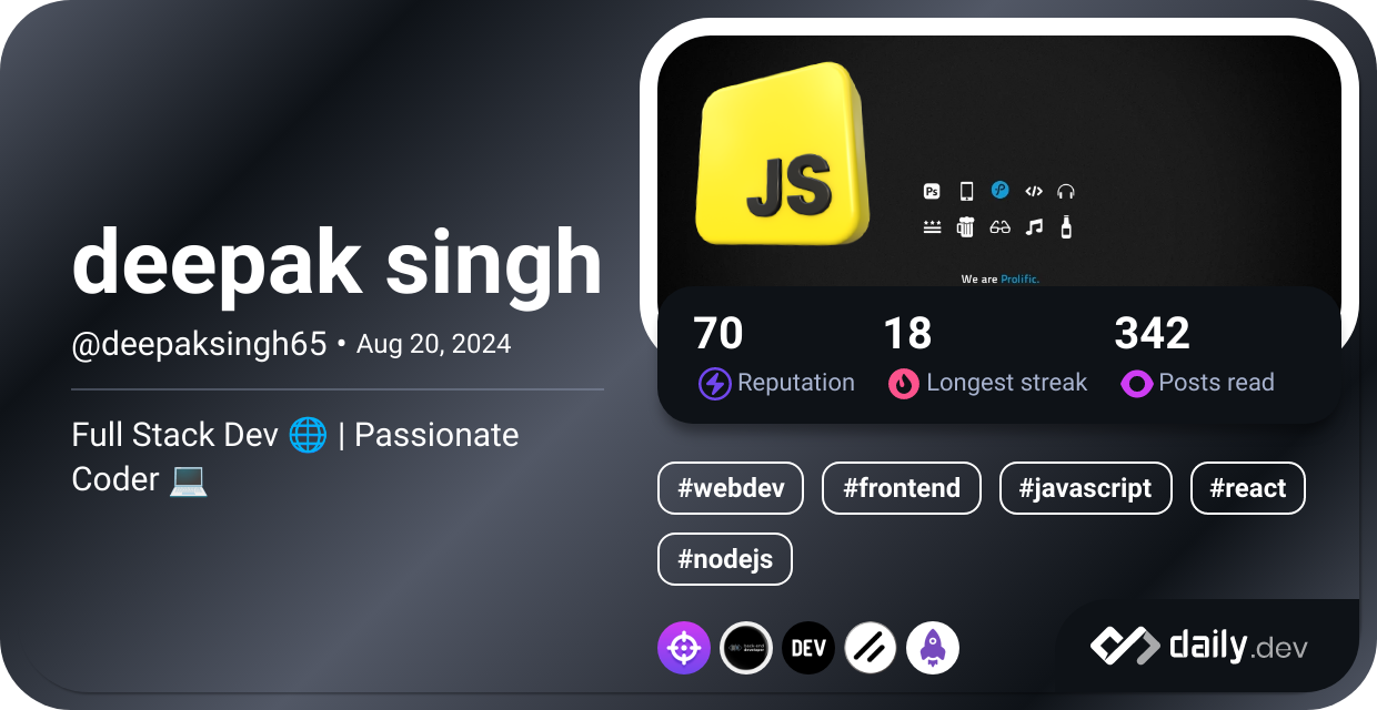 deepak singh (@deepaksingh65) | daily.dev