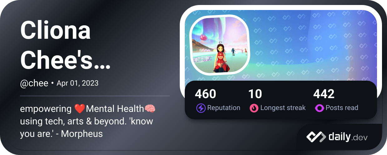 Cliona Chee's Metaverse for Mental Health Tech (@chee) | daily.dev