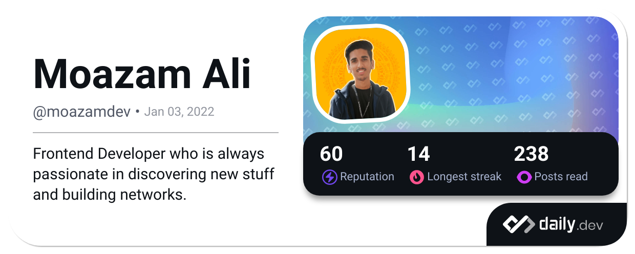 Moazam Ali (@moazamdev) | daily.dev