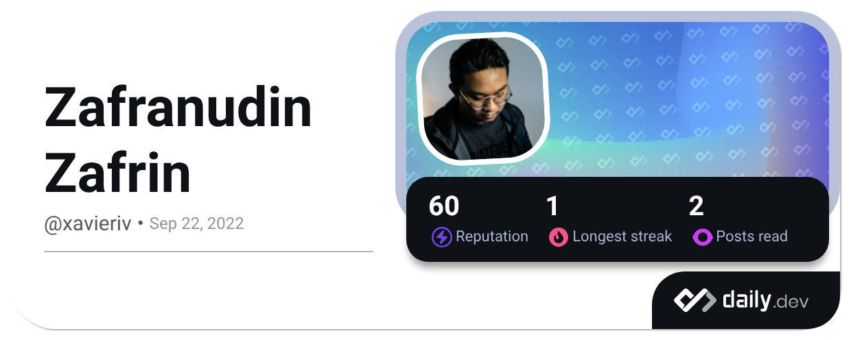 Zafranudin Zafrin (@xavieriv) | daily.dev