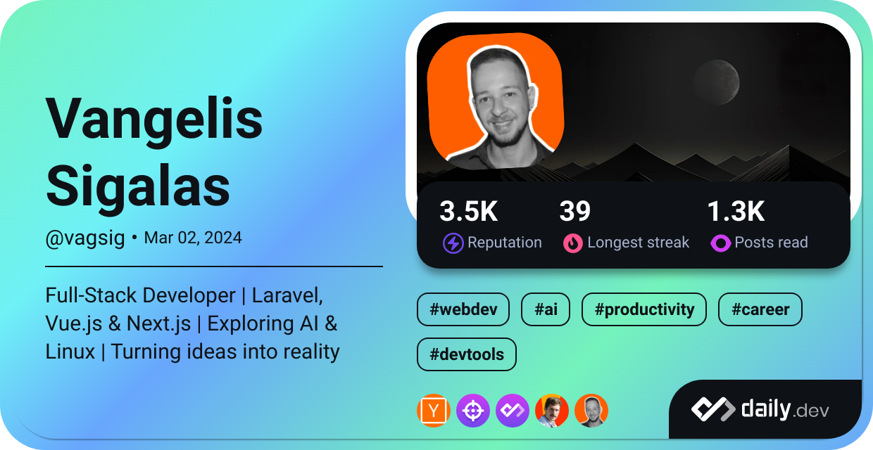 Vangelis Sigalas (@vagsig) | daily.dev