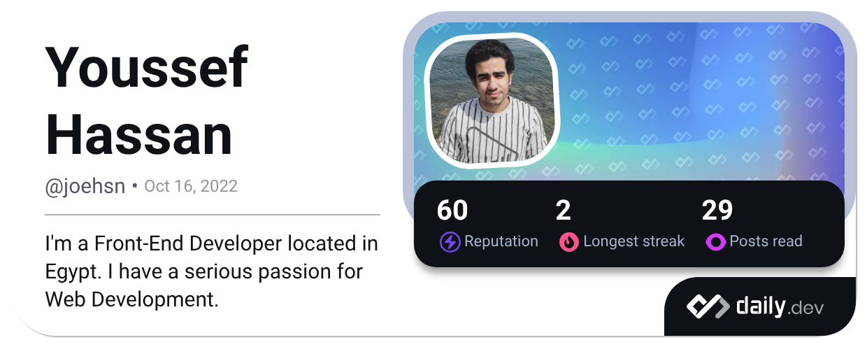 Recent posts by Youssef Hassan (@joehsn) | daily.dev