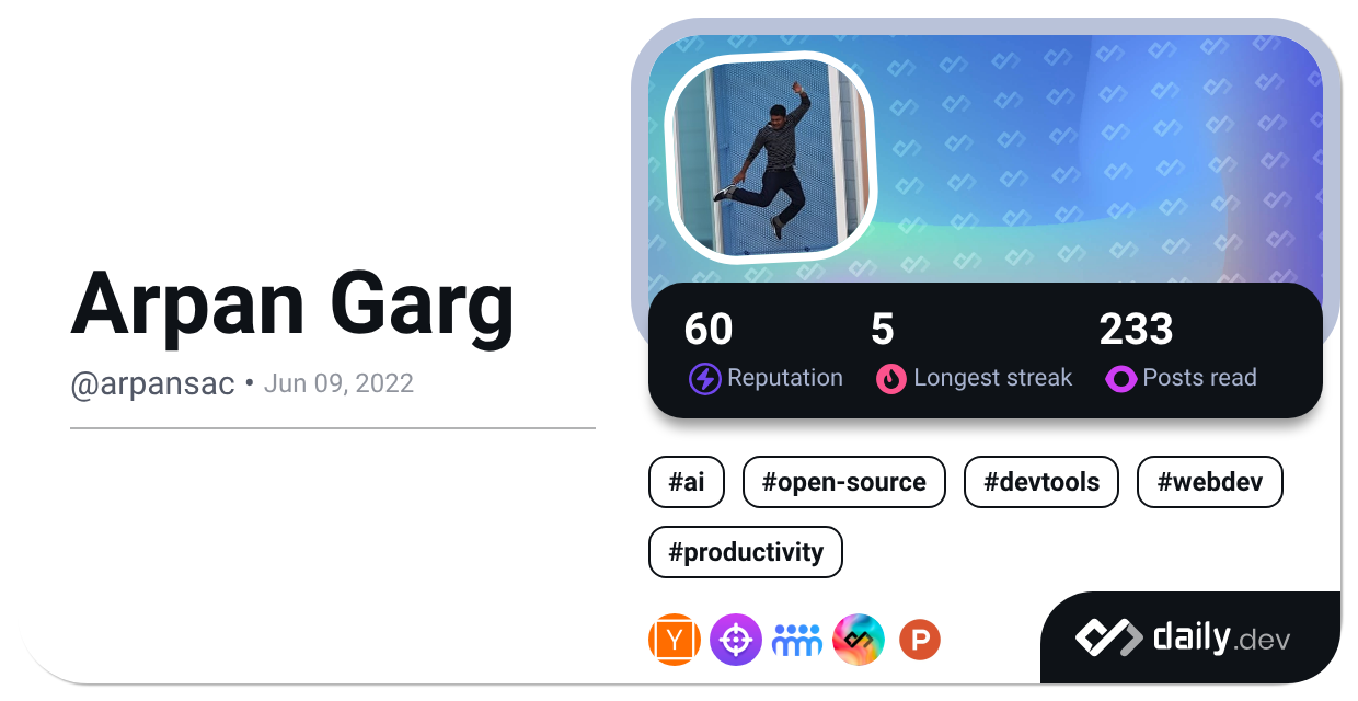 Arpan Garg (@arpansac) | daily.dev