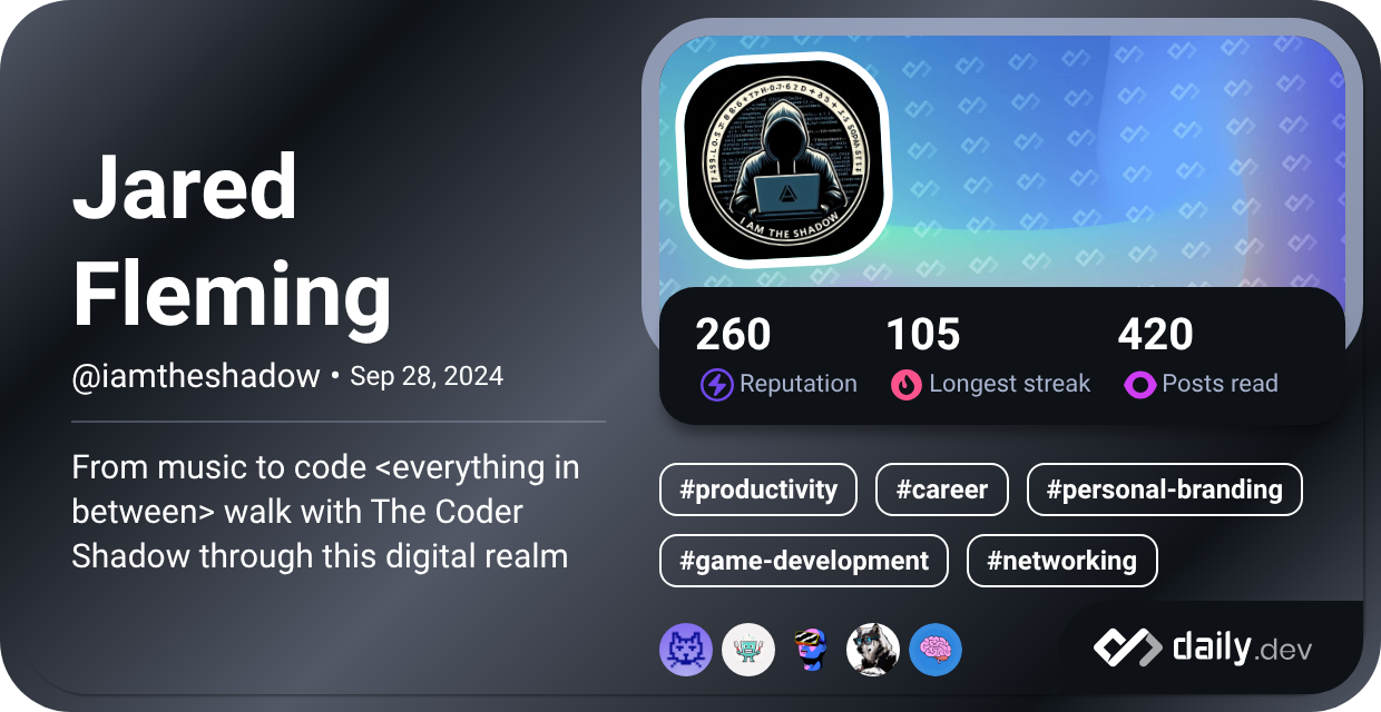 Jared Fleming (@iamtheshadow) | daily.dev