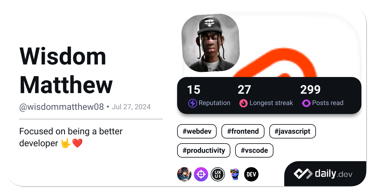 Wisdom Matthew (@wisdommatthew08) | daily.dev