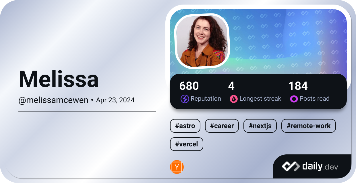Melissa (@melissamcewen) | daily.dev