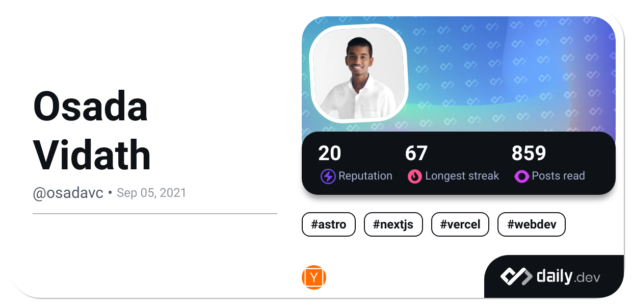 Recent posts by Osada Vidath (@osadavc) | daily.dev